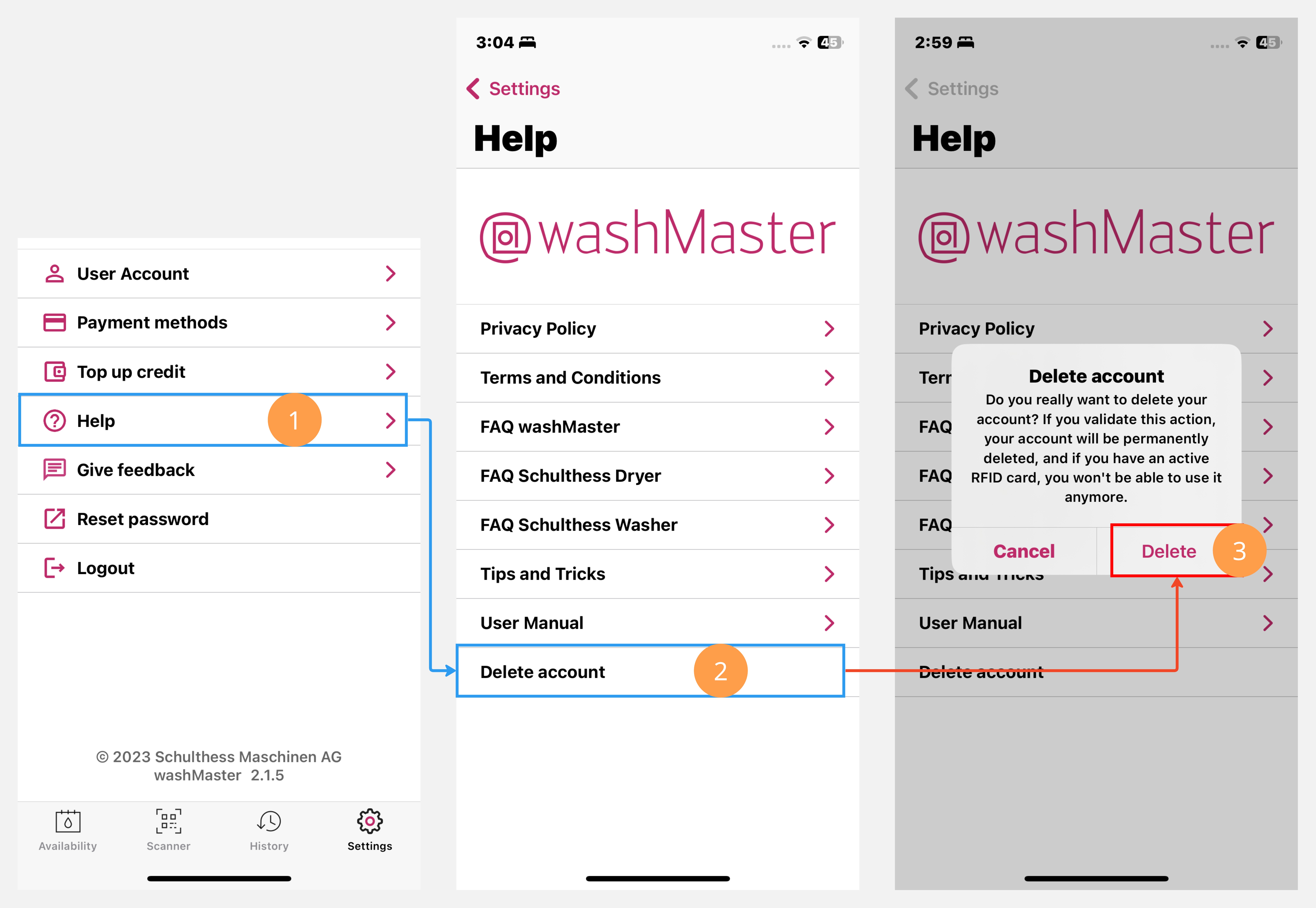 🚫 Delete Account & Get Refund - washMaster Mobile App