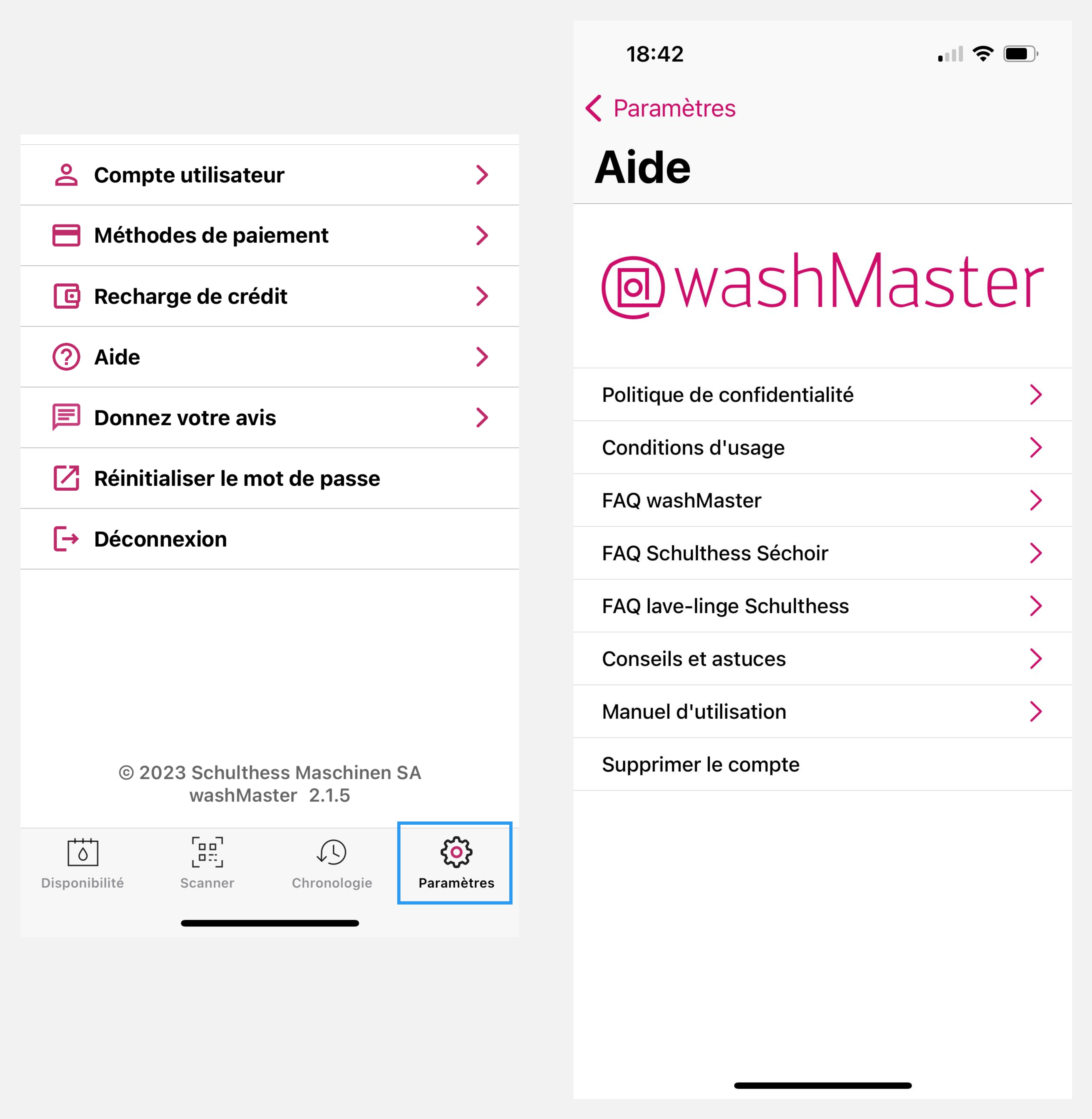 ⚙️ Effectuer d’autres réglages - washMaster Mobile App