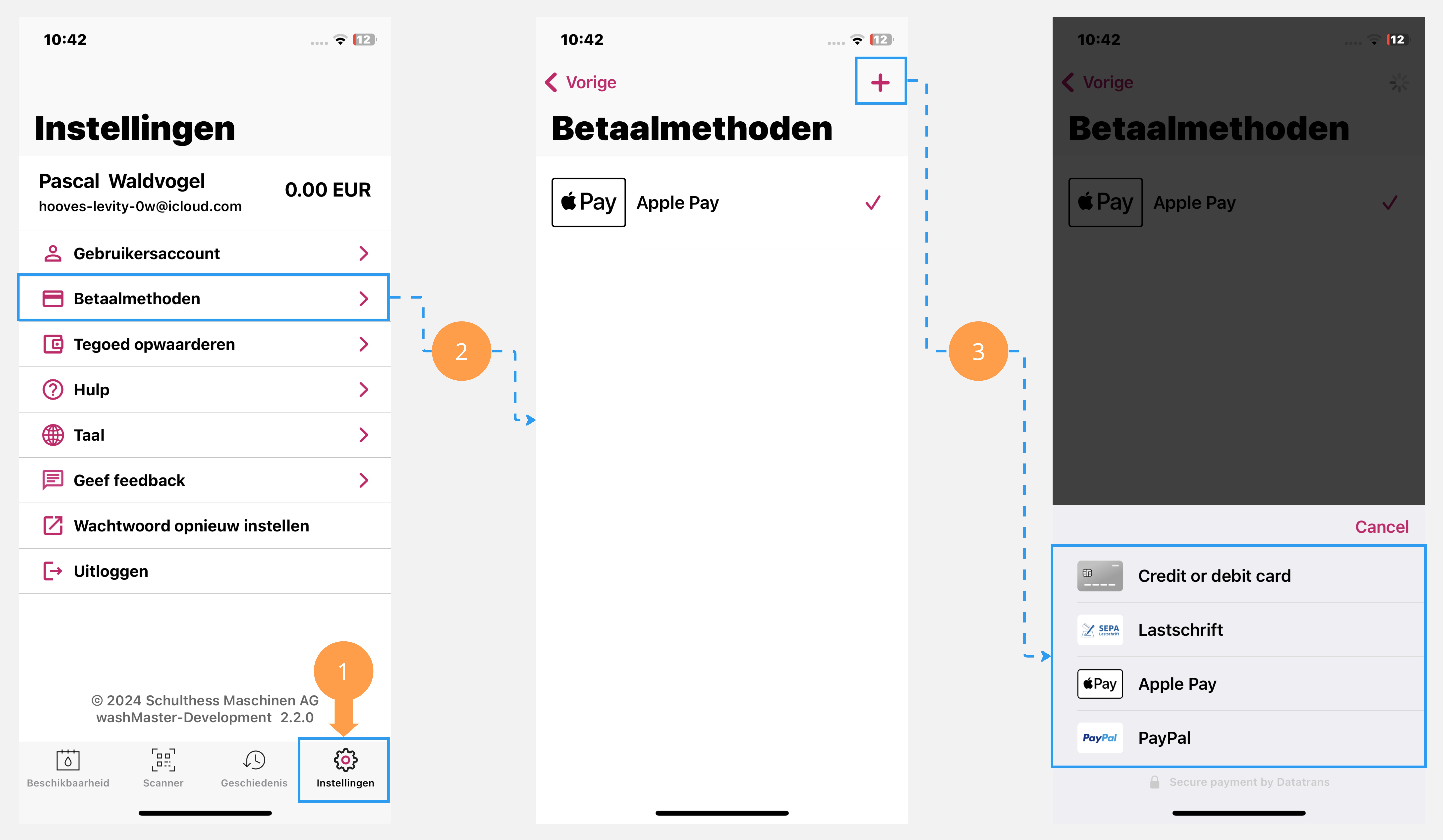 💳 Een betaalmethode toevoegen - washMaster Mobile App